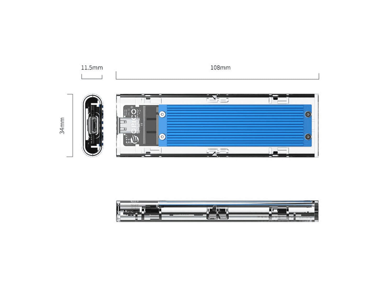 Orico NVMe M 2 SSD Enclosure 10Gbps 2TB Max Blue Tech co za orico-nvme-m-2-ssd-enclosure-10gbps-2tb-max-blue-tech-co-za