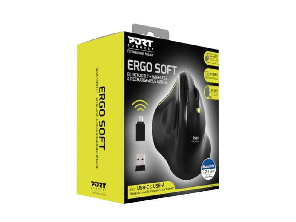 Port Connect 2.4GHz Wireless ERGO SOFT Bluetooth Mouse - tech.co.za